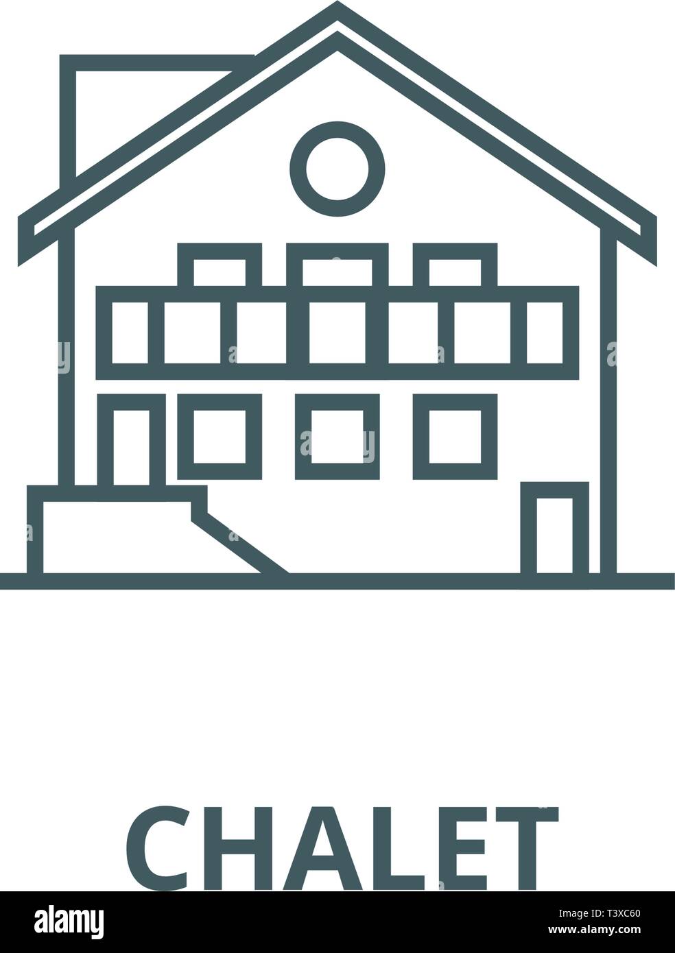 Chalet Symbol Leitung, Vektor. Chalet Umrisse Zeichen, Symbol ...