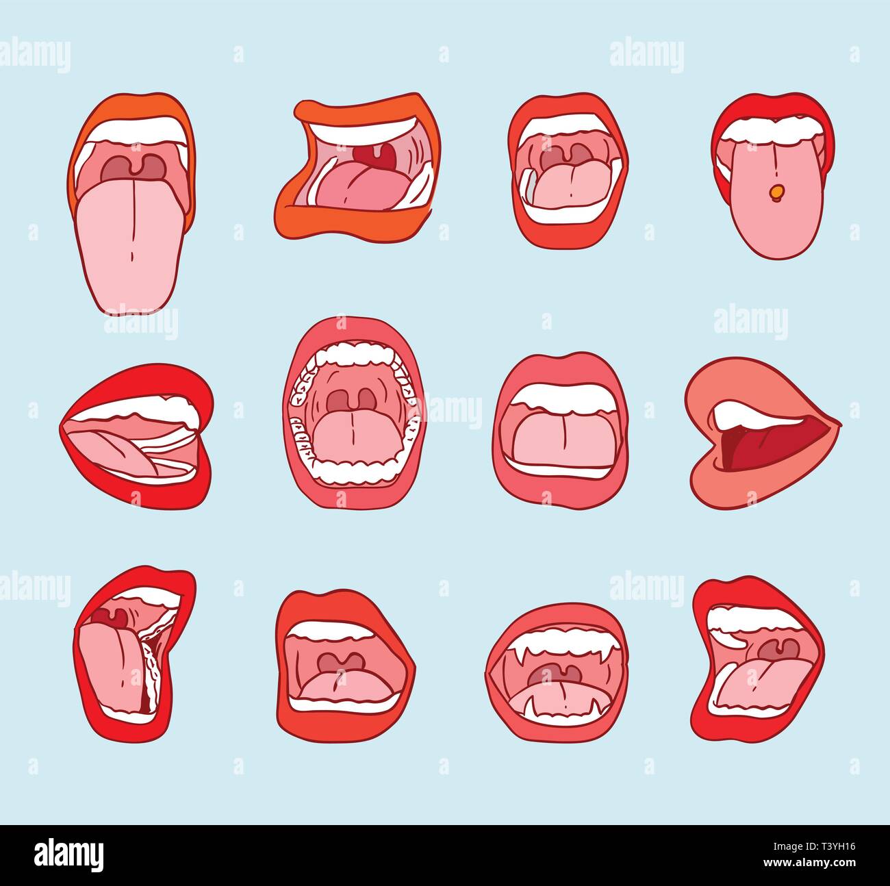 Mund Sammlung in verschiedenen Ausdrücken. Vektor icon Abbildung Stock ...