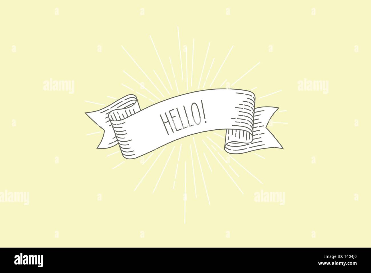 Hallo Banner. Ribbon banner Grußkarte im Vintage-Look mit Word Hallo ...