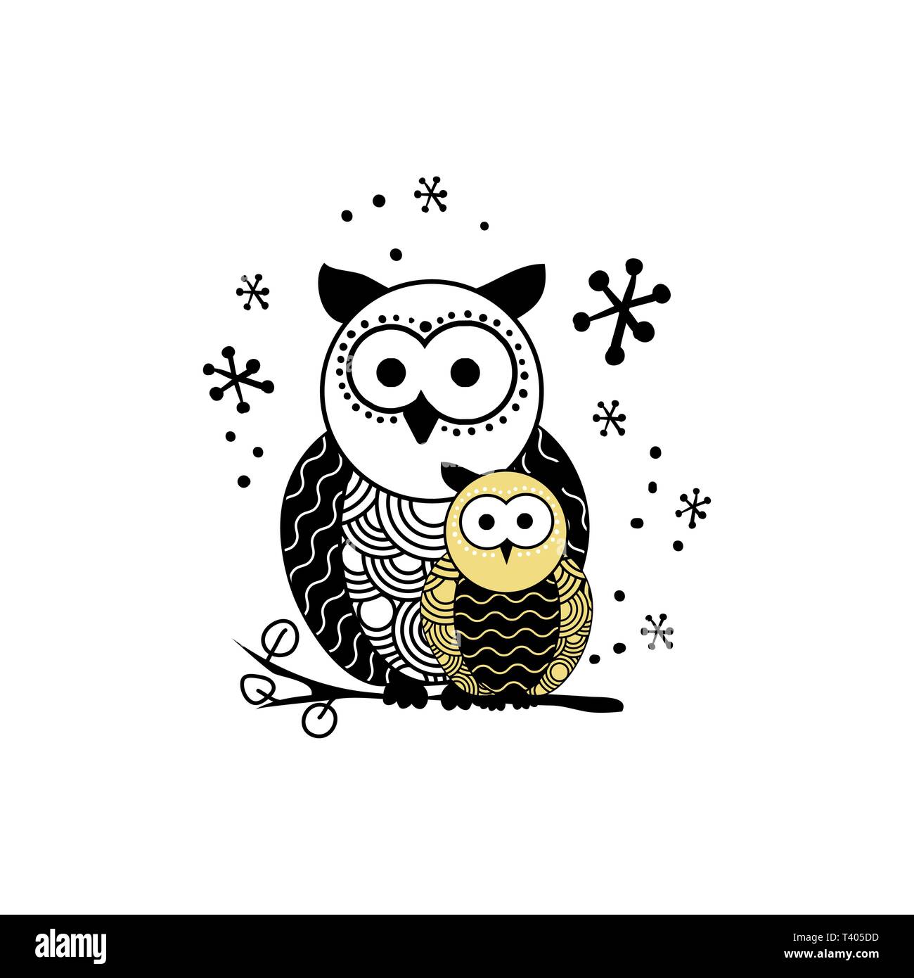 Stilisierte Eule silhouette Vector Illustration. Nacht Vogel schwarze ...