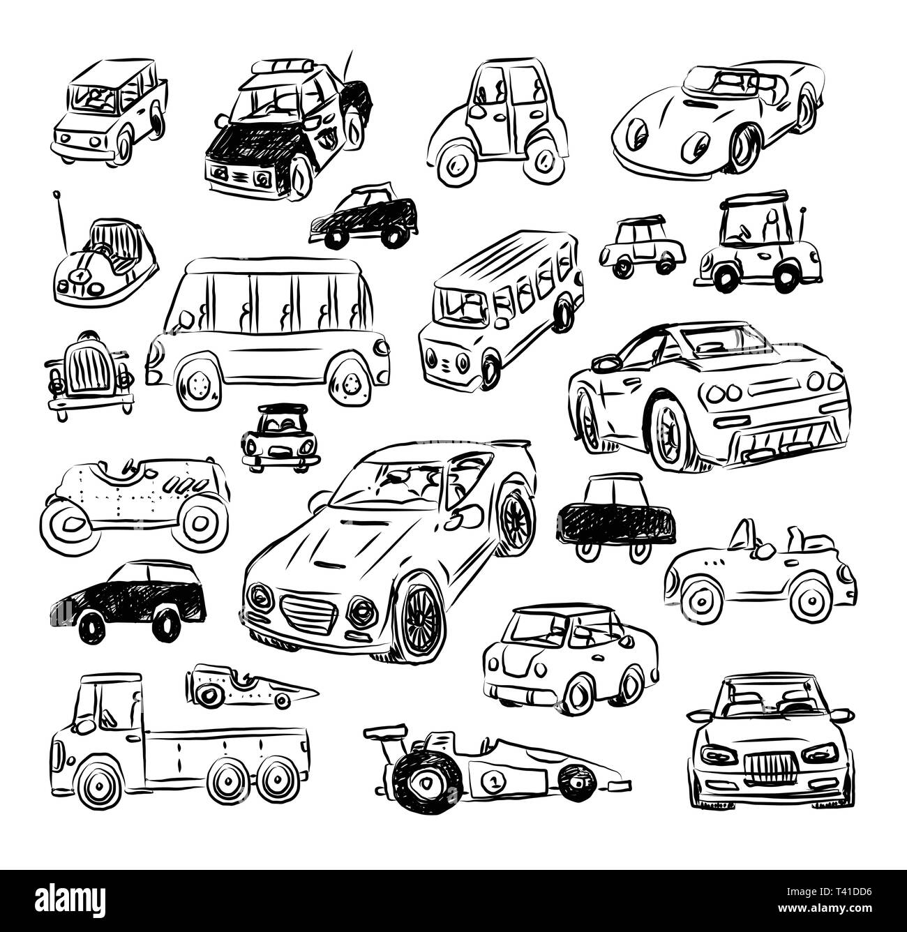 Auto cartoon Schwarzweiß-Stockfotos und -bilder - Alamy
