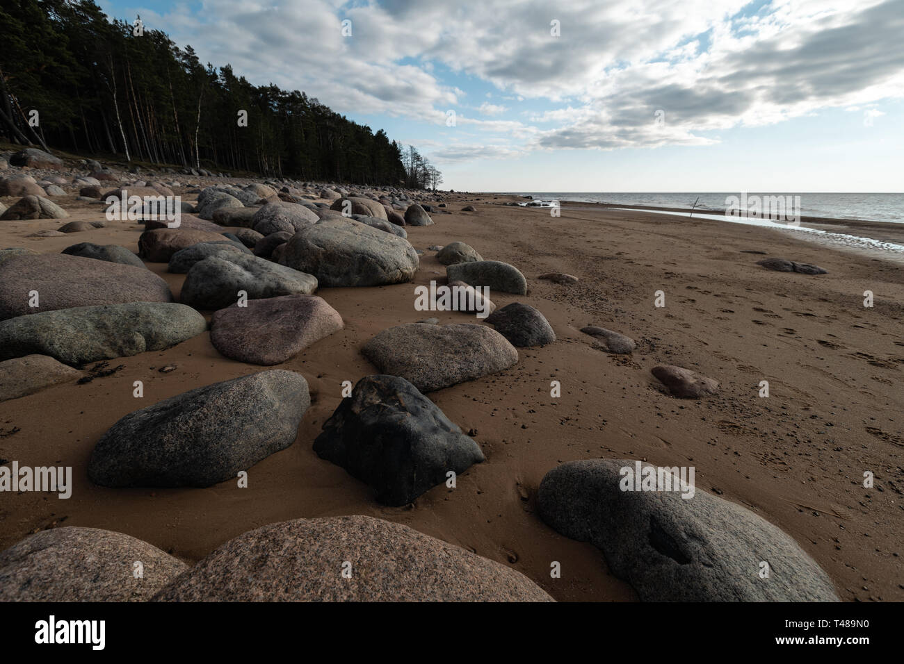 Veczemju Klintis - Boulder Beach in der baltischen Länder Lettland im ...