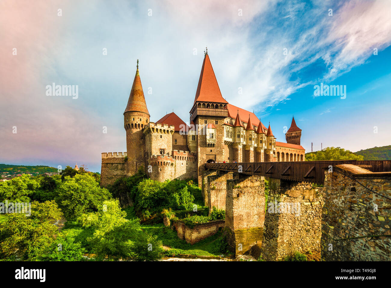 Mittelalterliche Hunyad Corvin Burg Hunedoara Stadt regiom, Siebenbürgen, Rumänien, Europa ...