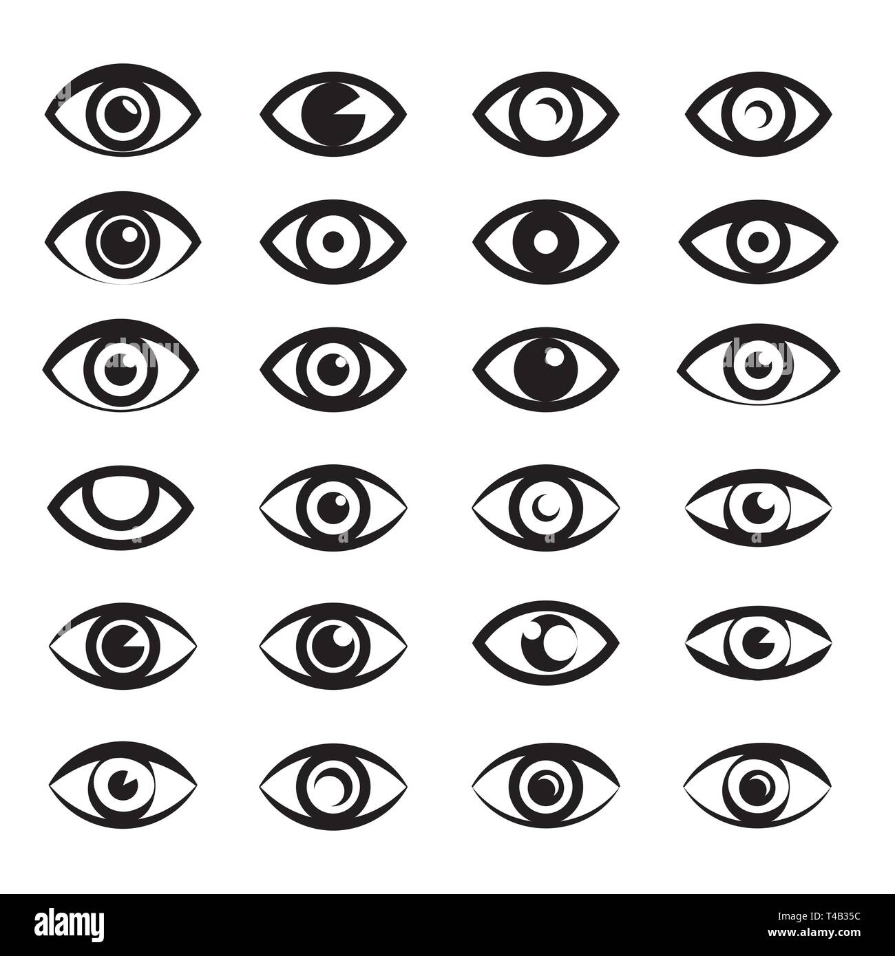 Augen icon Sammlung eingestellt. Aussehen und Vision Symbole. Vektor ...