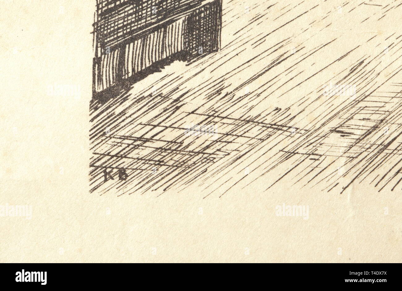 Johann Singer - eine Lithographie des 'Hitlerstube". Großformatige ...