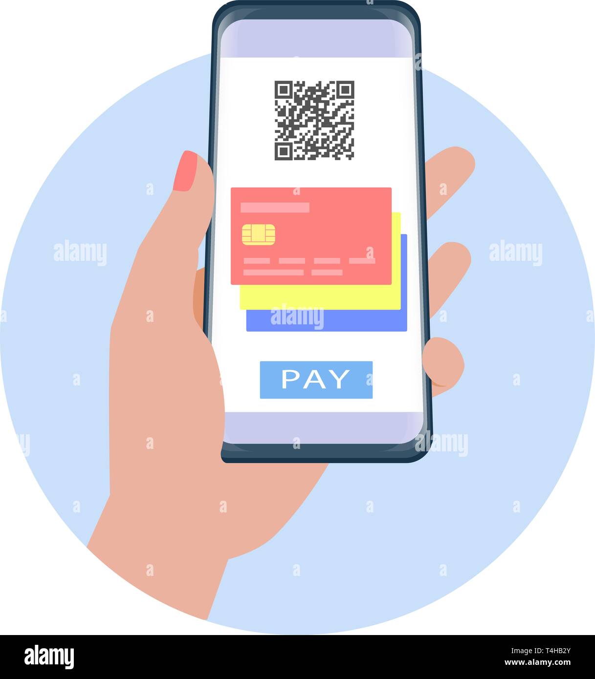 Hand Smartphone die Anwendung für Zahlung mit QR-Code verwenden. Online ... Hand Smartphone die Anwendung für Zahlung mit QR-Code verwenden. Online ...