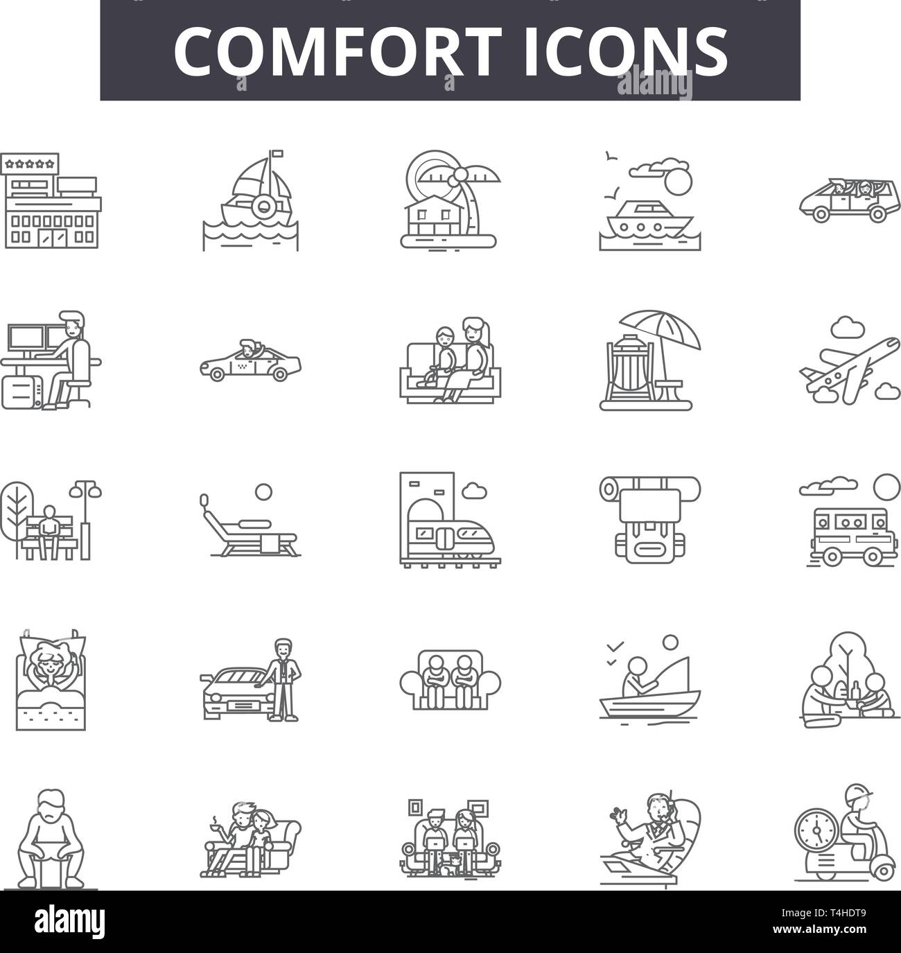 Comfort Line Symbole, Zeichen, Vektor. Komfort Entwurfskonzept ...