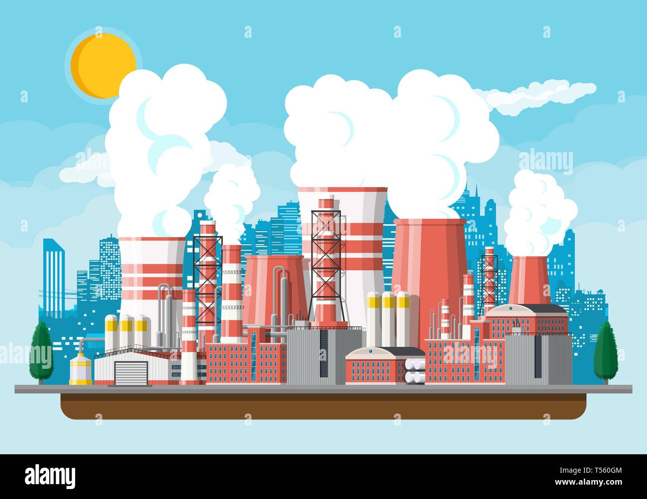 Cartoon Power Plant Building Chimney Stockfotos & Cartoon Power Plant ...