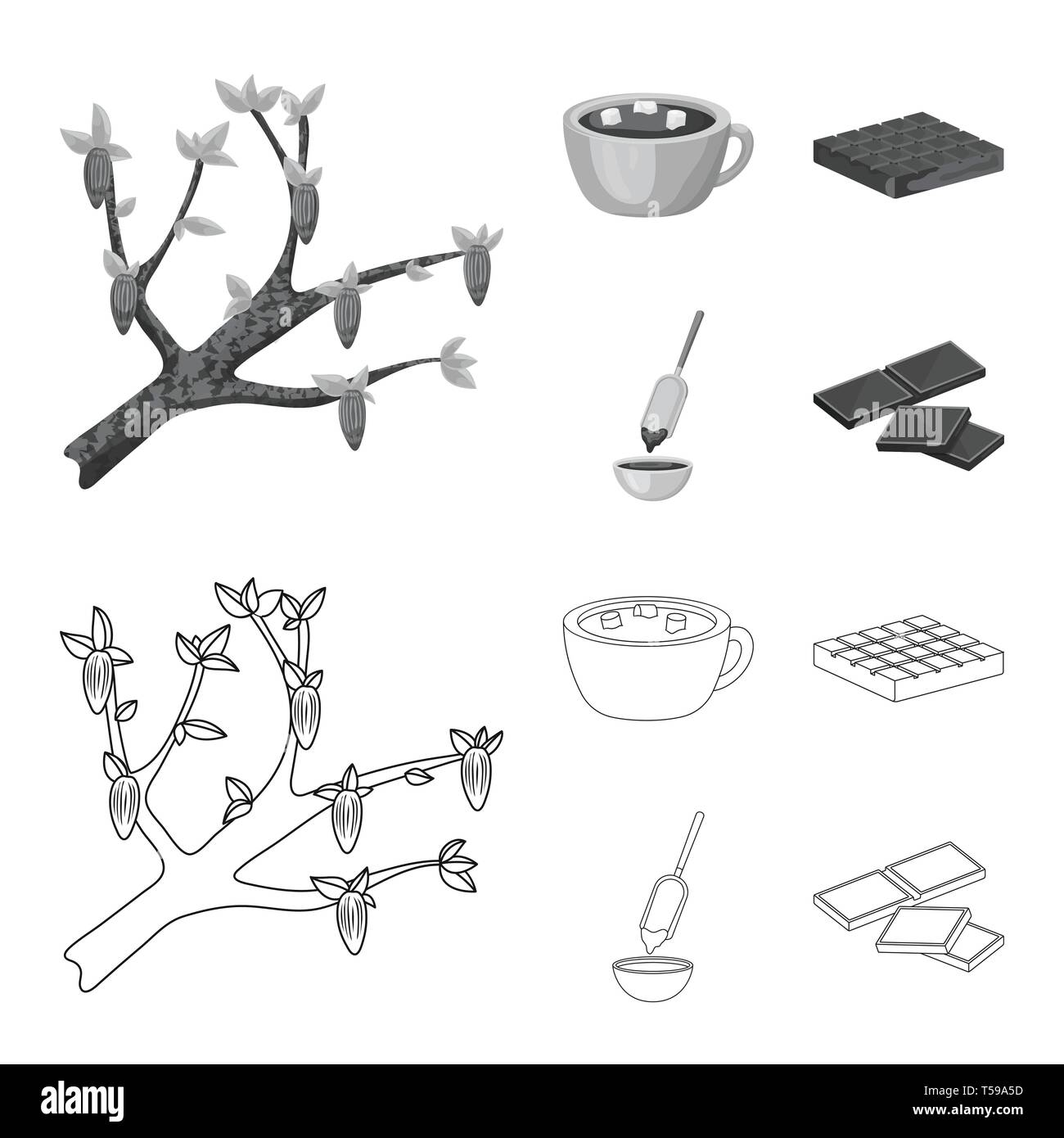 Vector Illustration von Essen und lecker Logo. Sammlung von ...