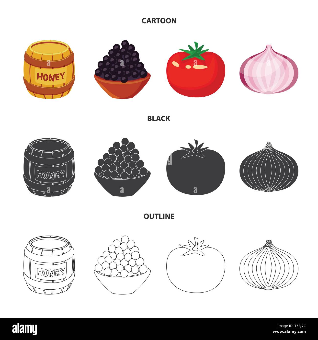 Vector Illustration von Geschmack und Produkt Symbol. Satz von ...