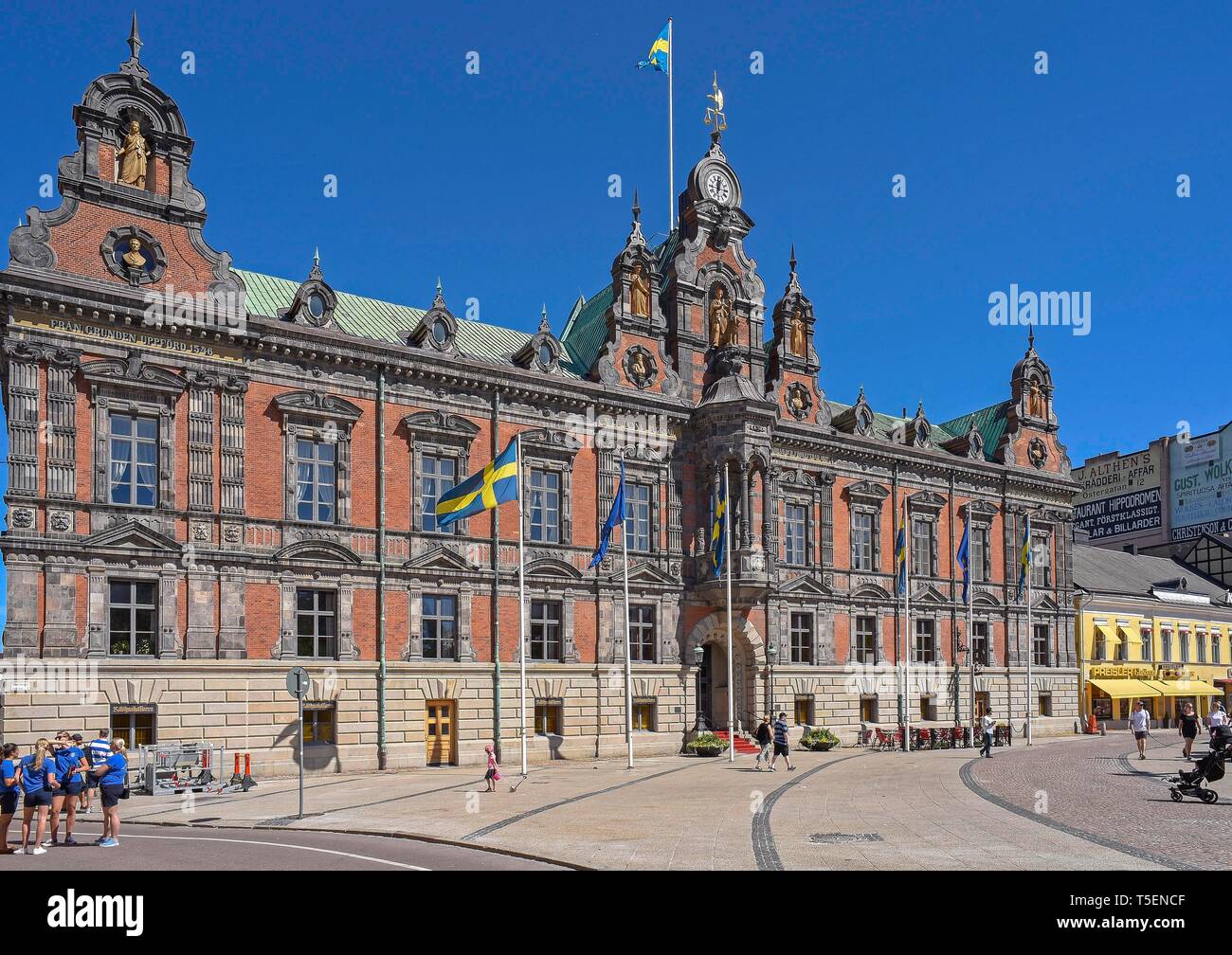 Die Malmö Radhus, das schöne alte Rathaus in der Platz Stortorget, der ...