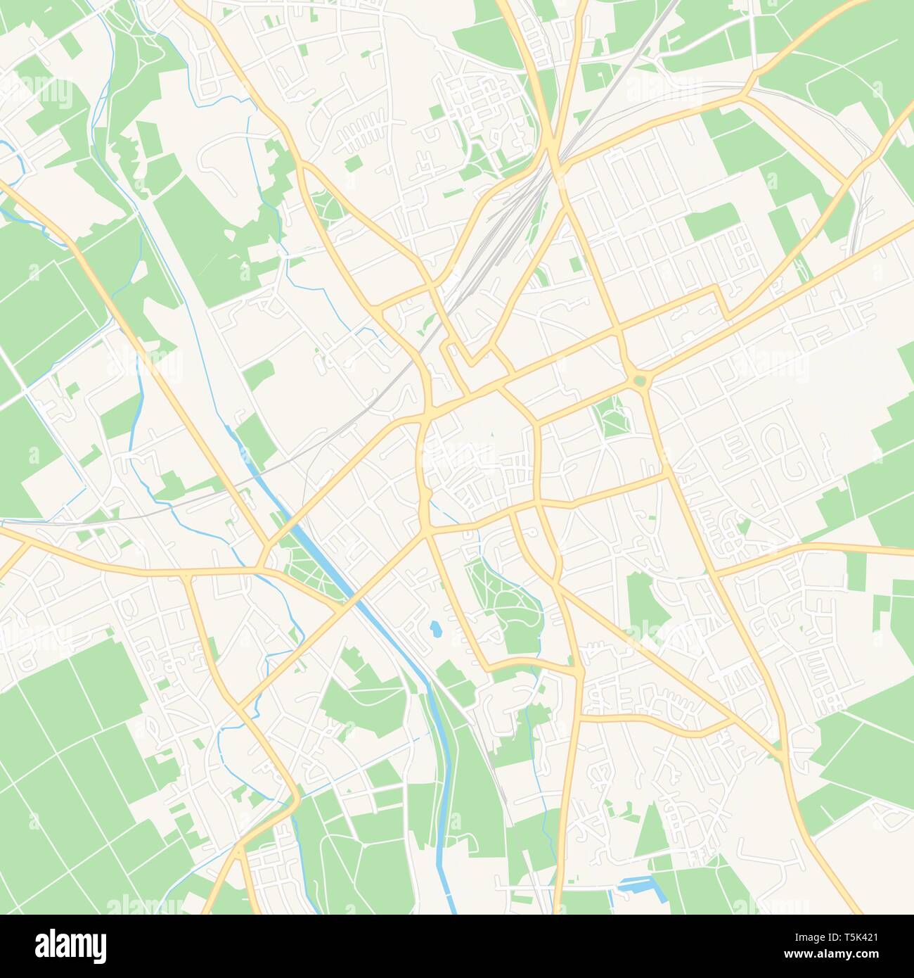 Druckbare Karte von Düren, Deutschland mit Haupt- und Nebenstraßen und ...