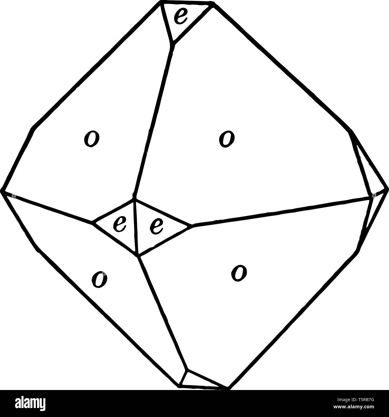 Mit Kombination der pyritohedron und Oktaeder. Es gibt acht Gesichter ...