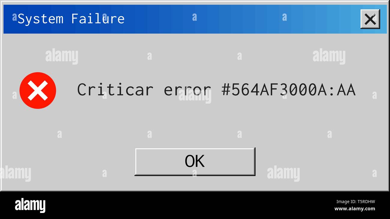 System Error Popup. Retro Fenster der Alert mockup Stock-Vektorgrafik ...