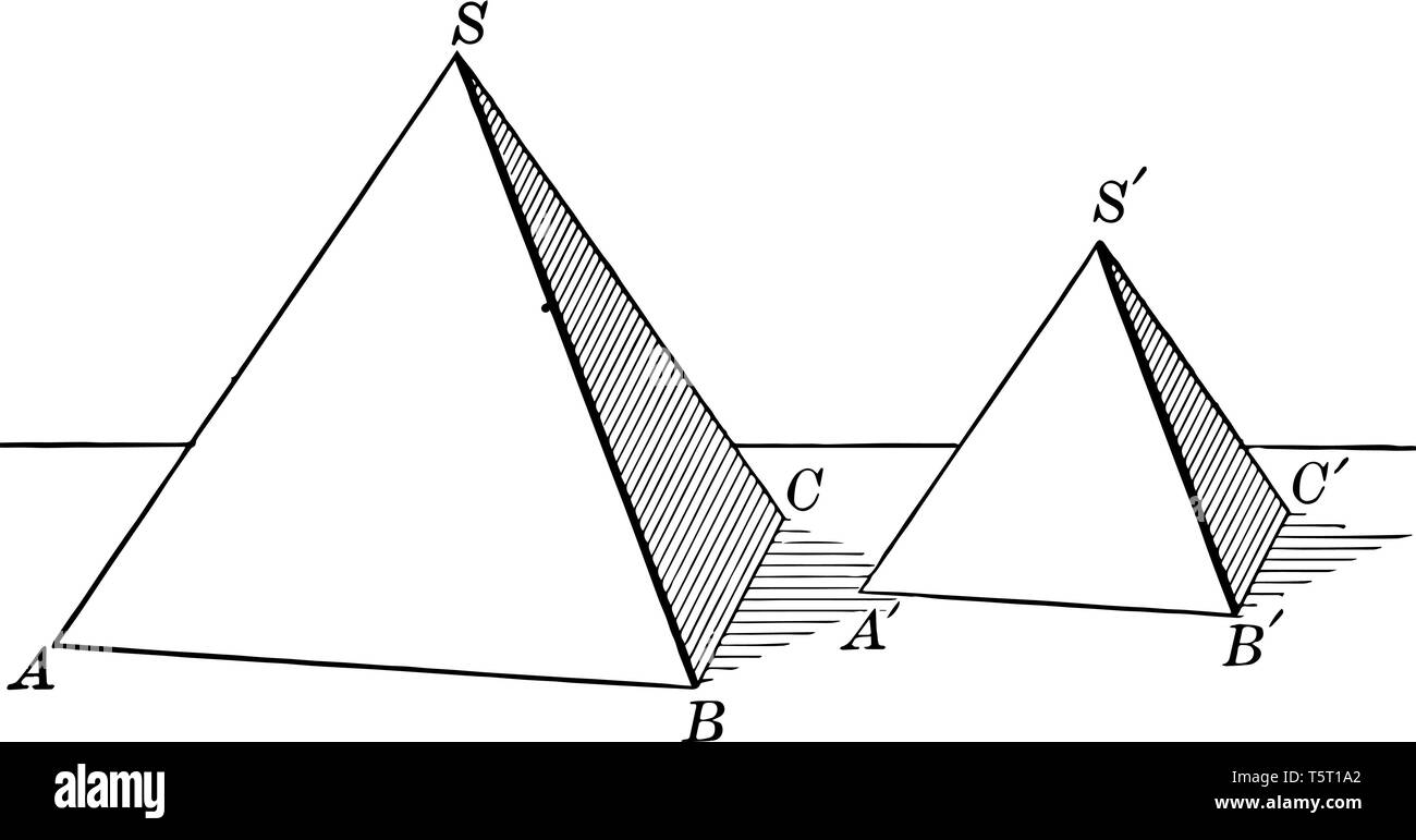 Eine Abbildung von zwei ähnliche Tetraeder. Die Volumina der zwei ...
