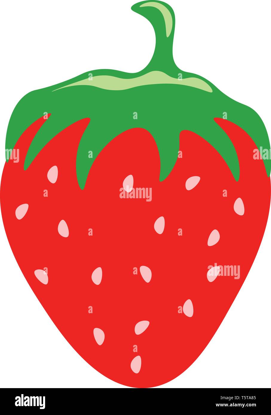 Eine Zeichnung einer Erdbeere mit grünem Top vector Farbe, Zeichnung ...