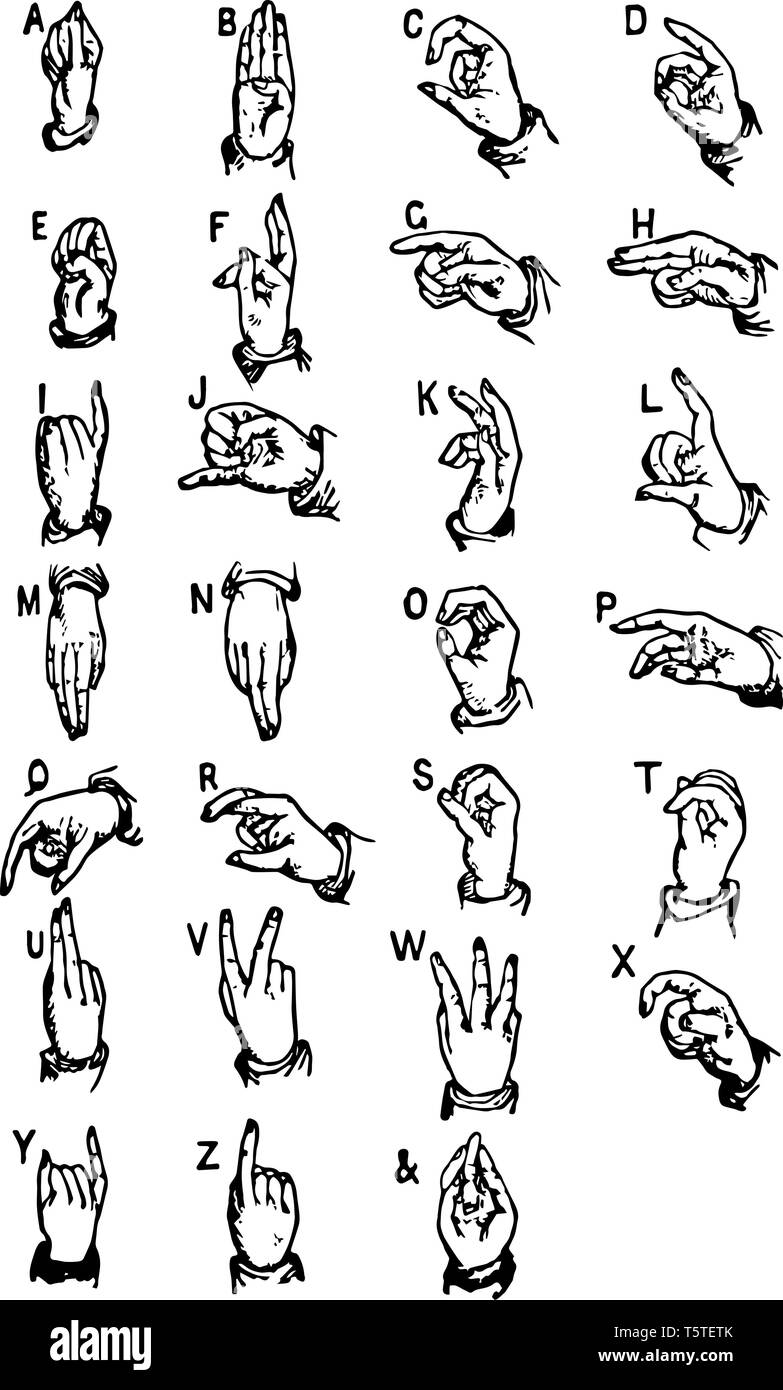Mit einer Hand Alphabet ist die Darstellung der Buchstaben einer ...