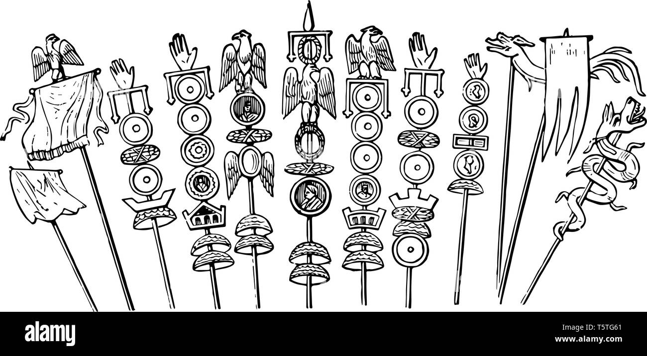 Das Bild zeigt die verschiedenen Standards der militärischen Einheiten ...