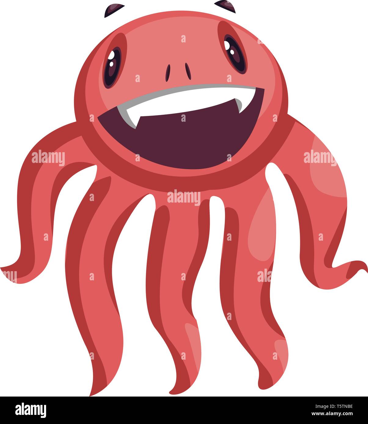 Cartoon octopus Monster lächelnd weißen Hintergrund Vector Illustration ...