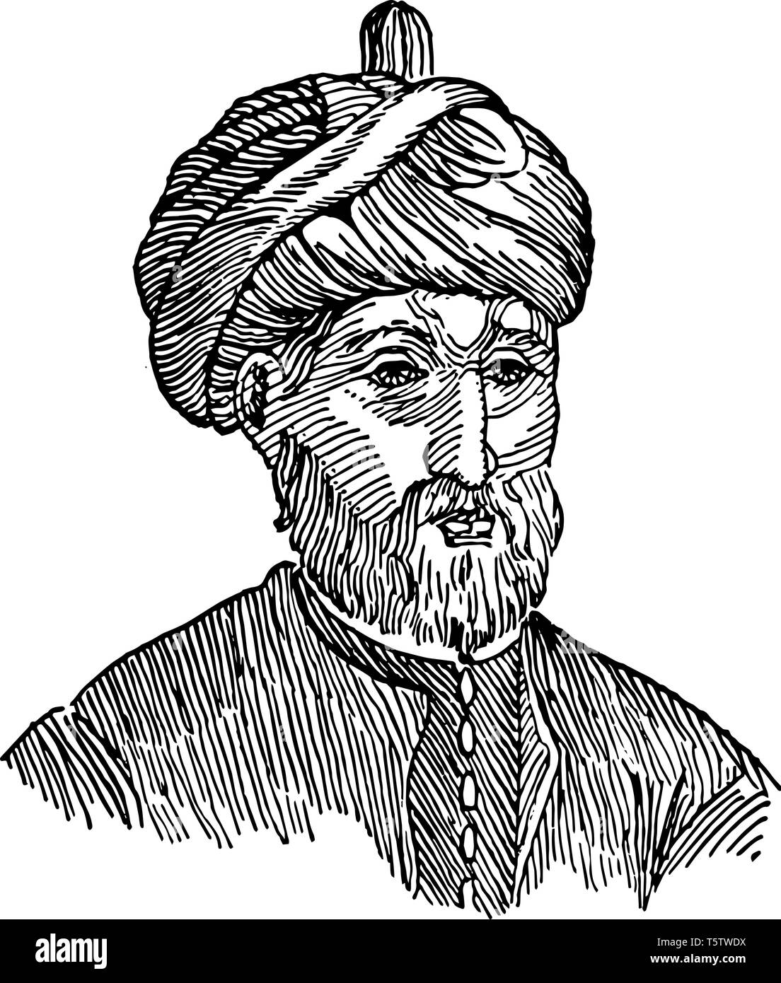 Er Mohammed der Prophet und Begründer des Islam vintage Strichzeichnung ...
