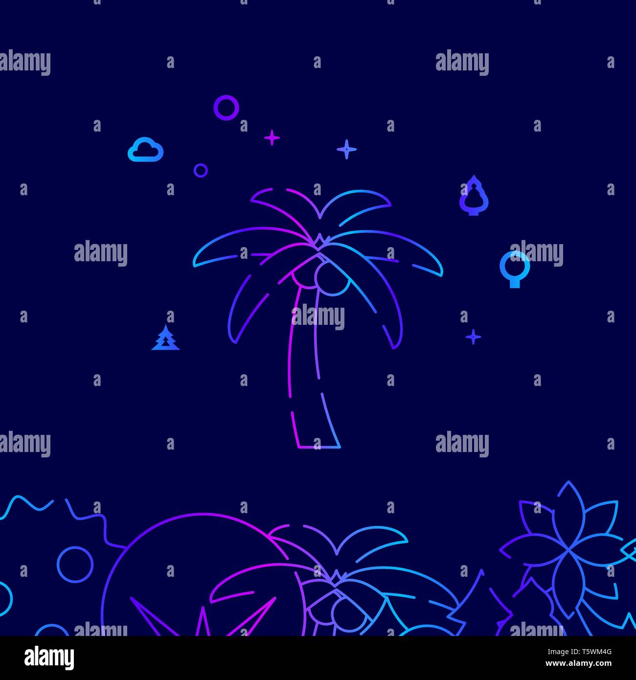 Palm Tree mit Muttern Vektorlinie Abbildung. Wild Baum Gradient Symbol ...