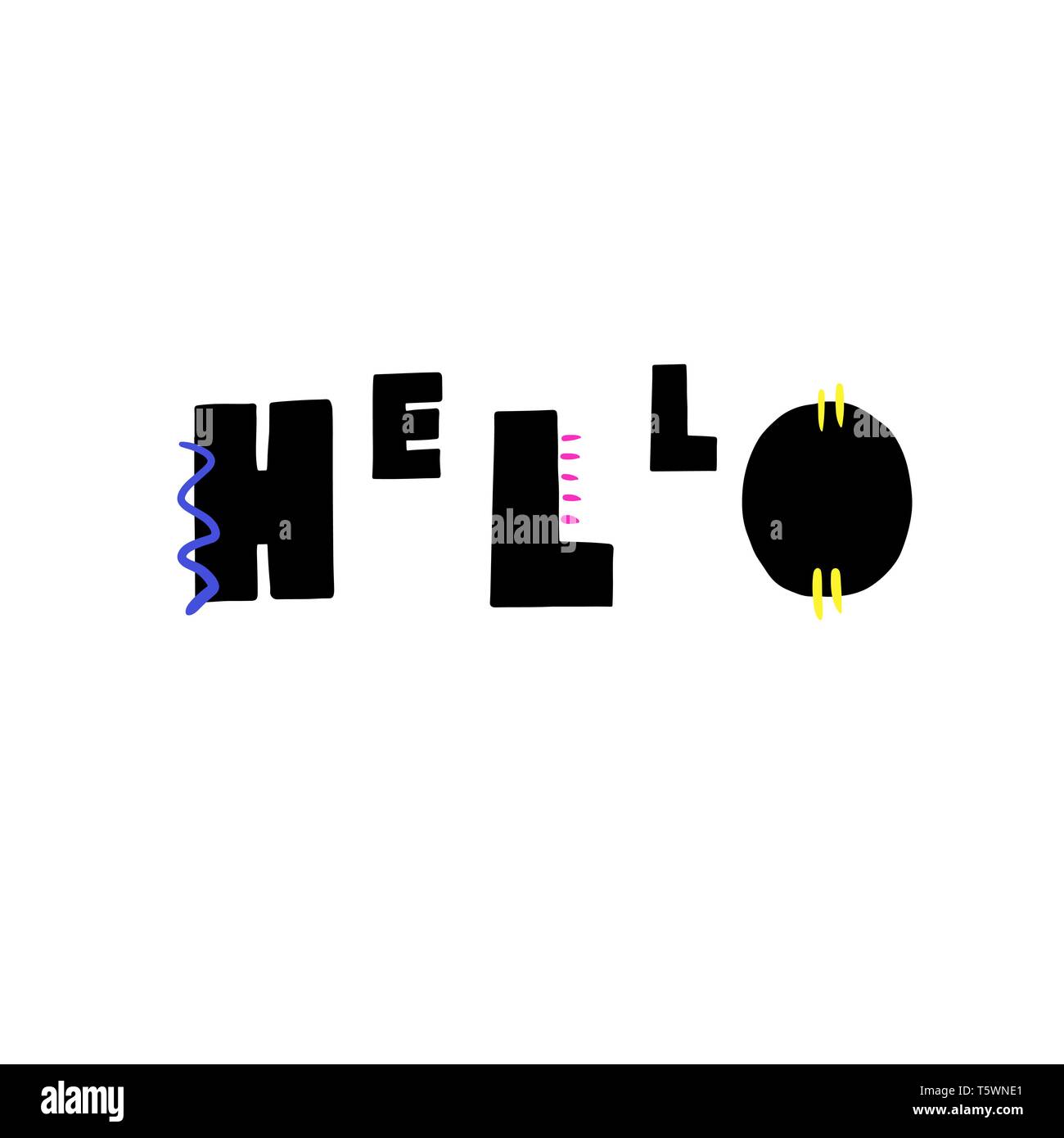 Hallo Hand gezeichnet Schriftzug. Moderne Kalligraphie. Vector ...