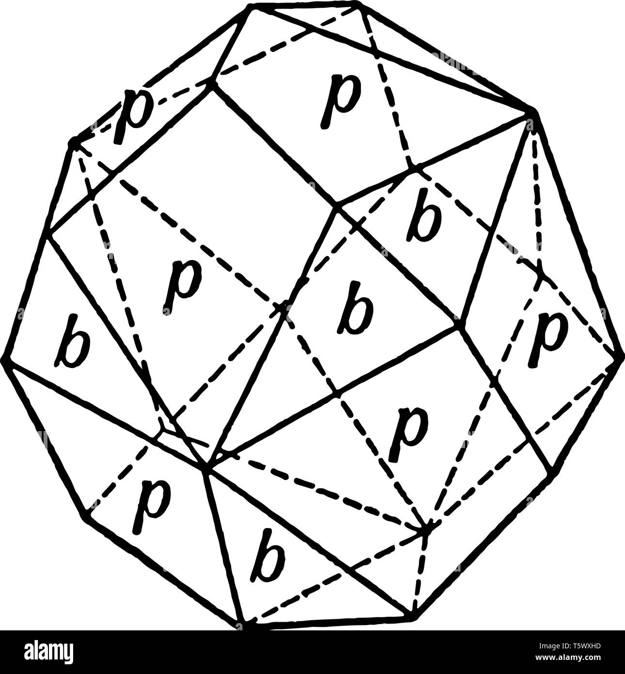 Dieses Diagramm stellt rhombische Dodekaeder kombiniert mit der ...