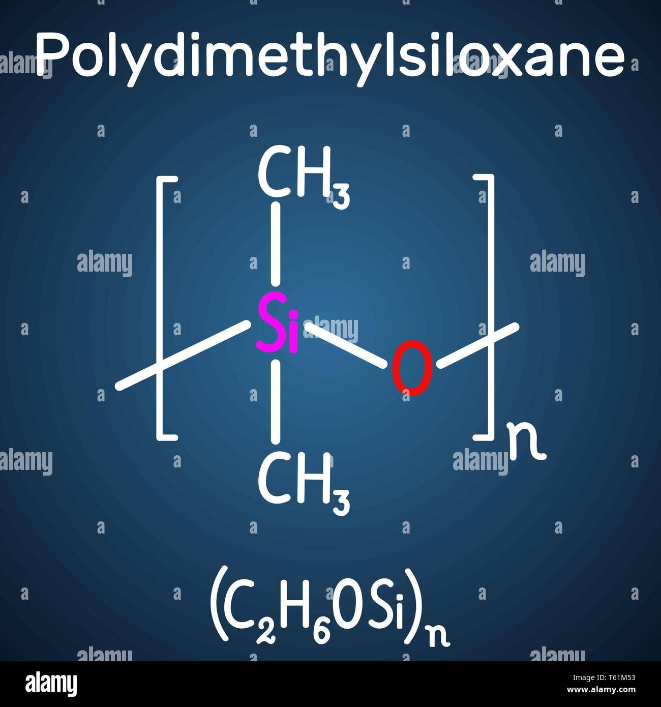 Polydimethylsiloxan, PDMS, Silikon Polymer, das Molekül. Strukturelle ...