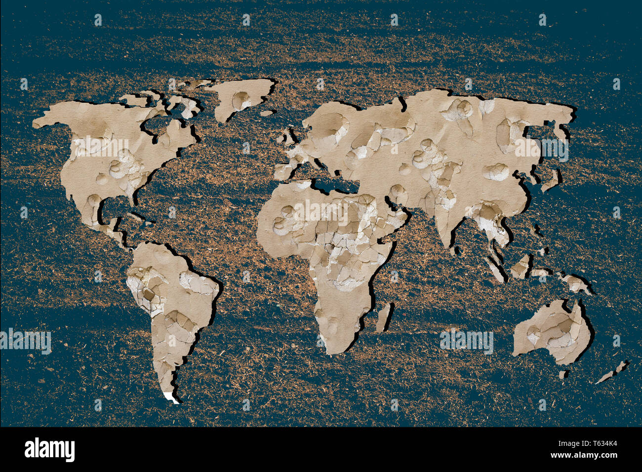 Grob umrissen Weltkarte mit weißem Hintergrund Stockfotografie - Alamy