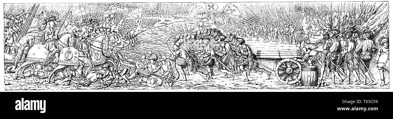 Aus der Schlacht von Marignano, 14. September 1515. Bas-Relief von das ...