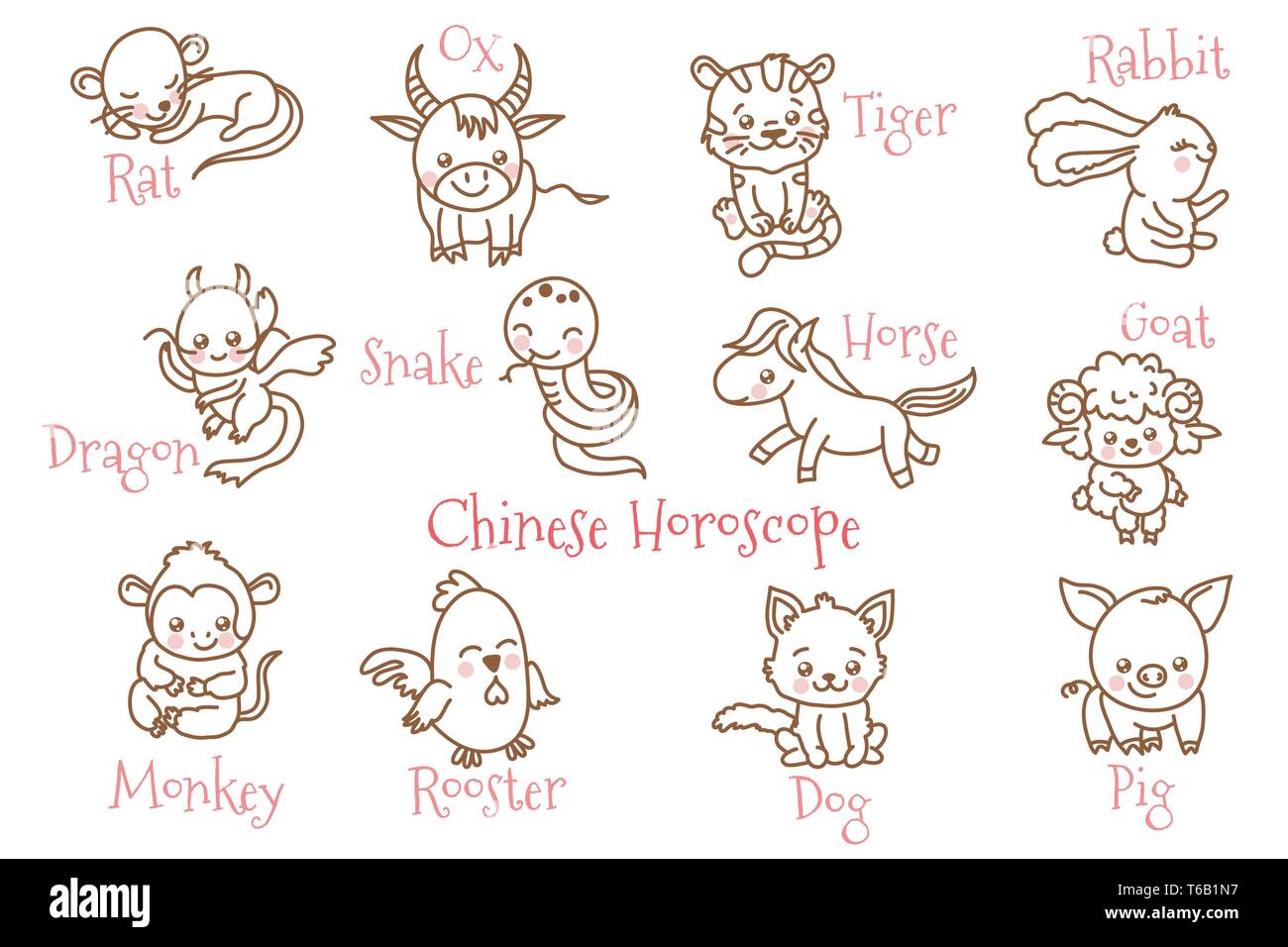 Chinesisches Tierzeichen Horoskop Tier haben Bedeutungen, 12 ...