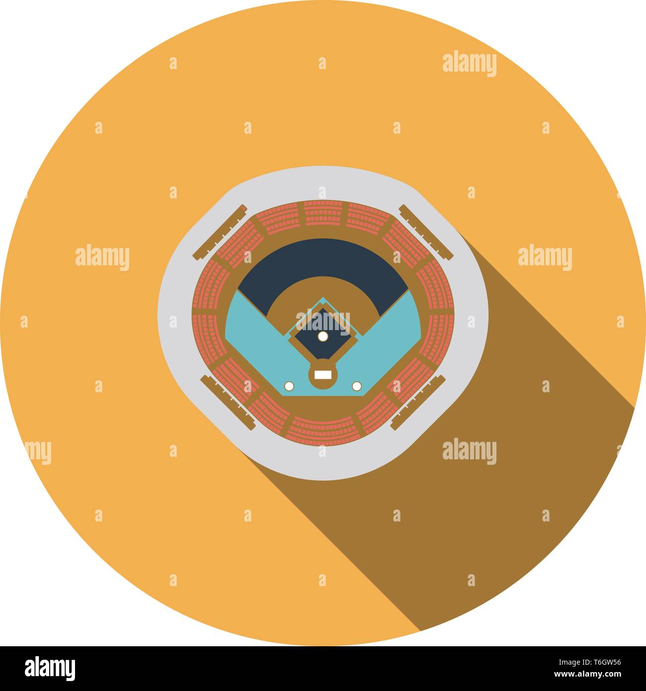 Baseball Stadium Symbol. Flachen Kreis Stencil Design mit langen ...
