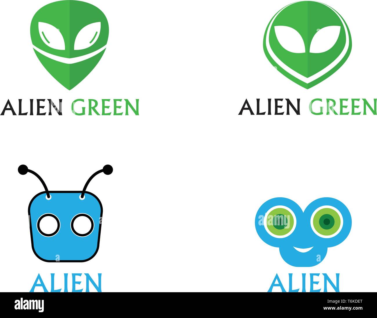 Alien face Symbol vektor Logos und Symbole Vorlage Stock-Vektorgrafik ...