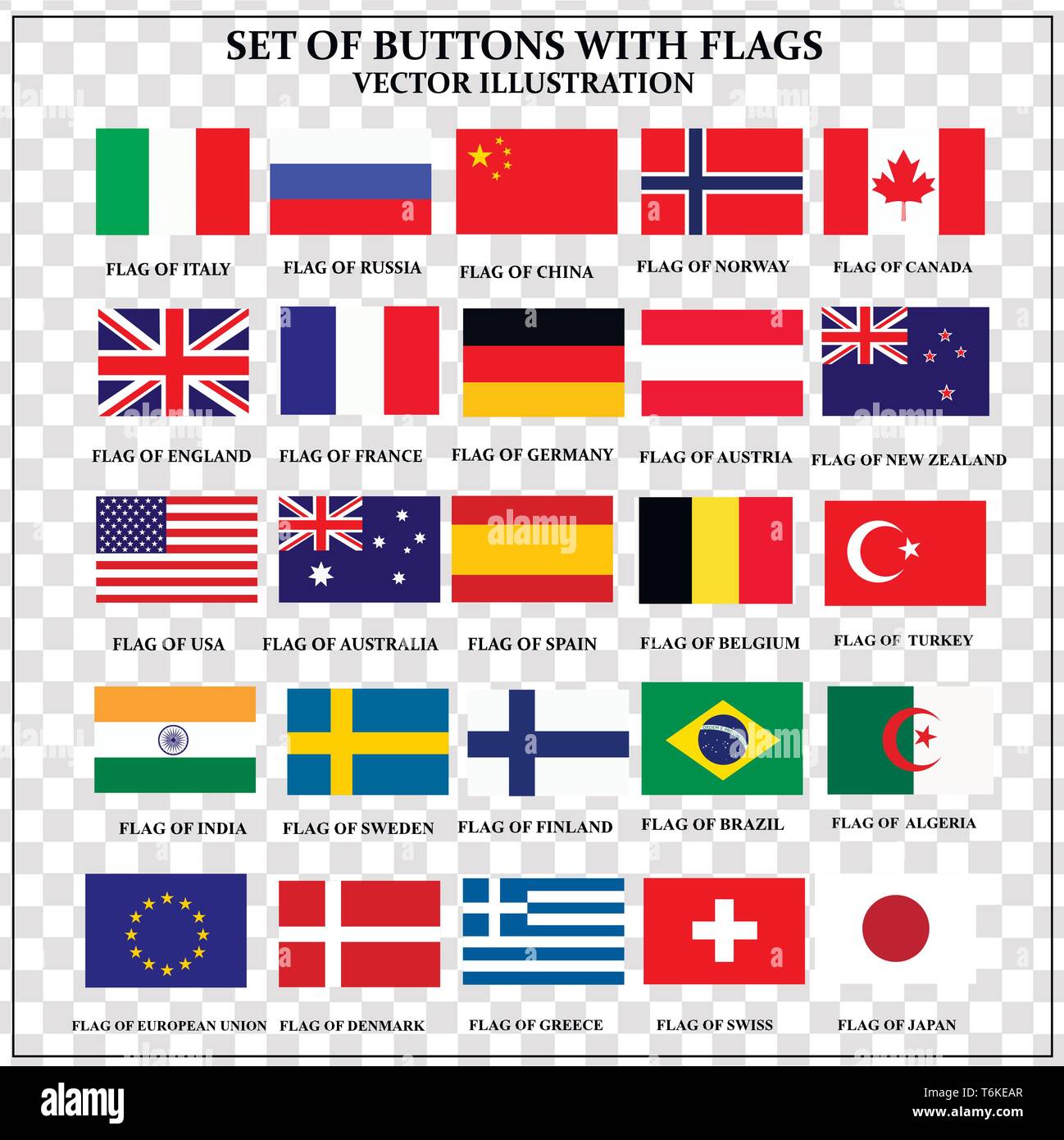 Satz von Banner mit Fahnen. Bunte Illustrationen mit den Flaggen der ...
