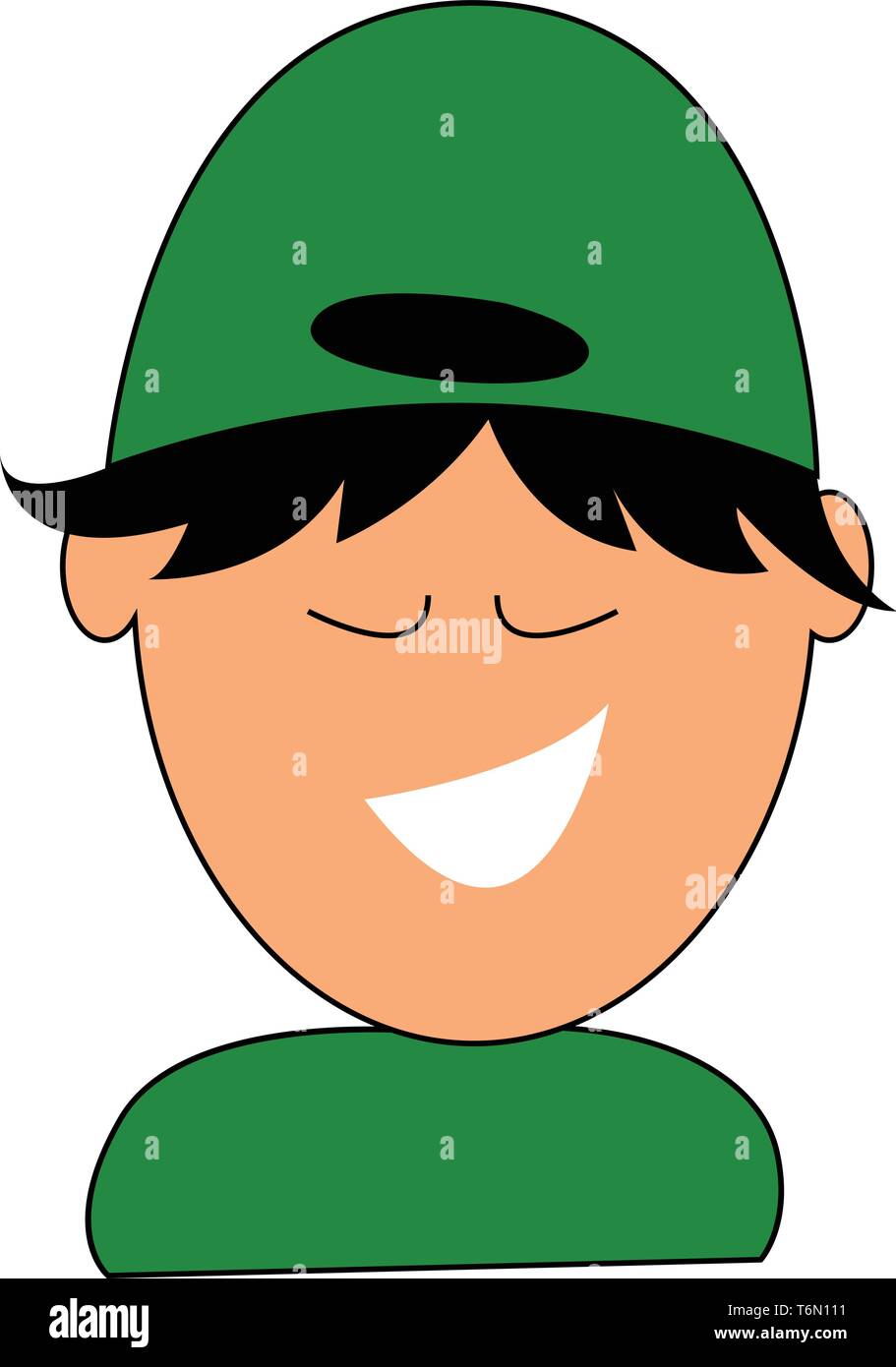 Ein schönes Happy Boy tragen grüne Kappe und T-Shirt vector Farbe ...