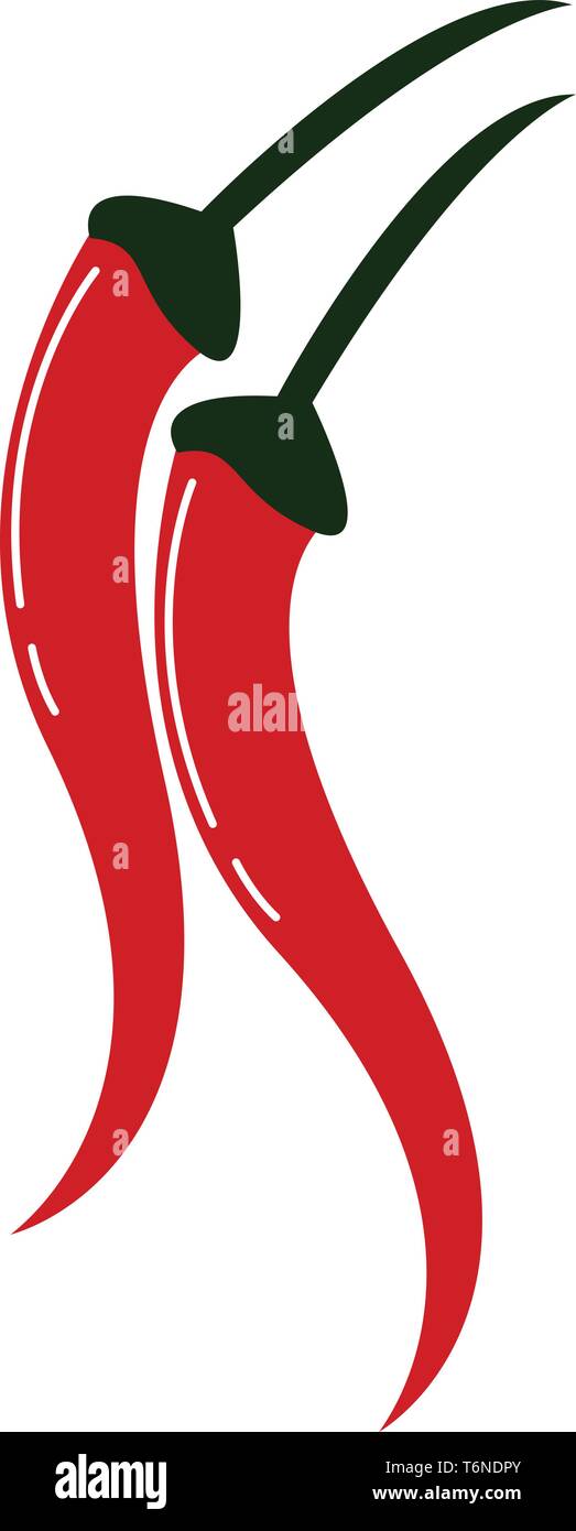 Gemälde von ein paar heiße rote Chilis mit einem weißen Ausrufezeichen ...