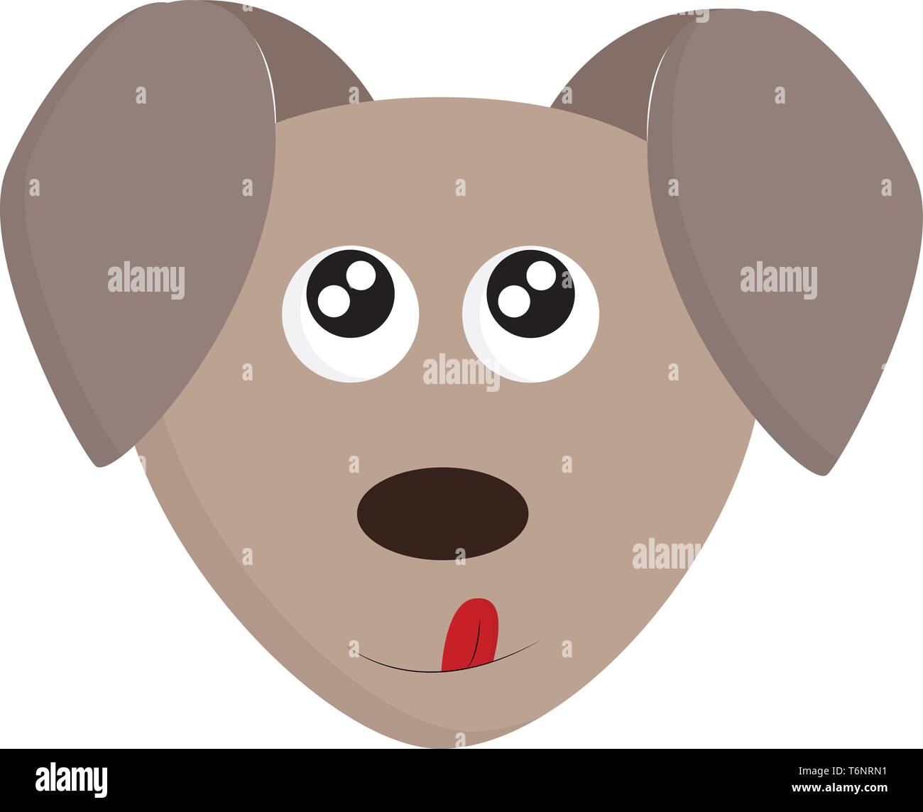 Cartoon ist lustig, grau Hund Gesicht mit zwei ovalen Ohren nach unten ...