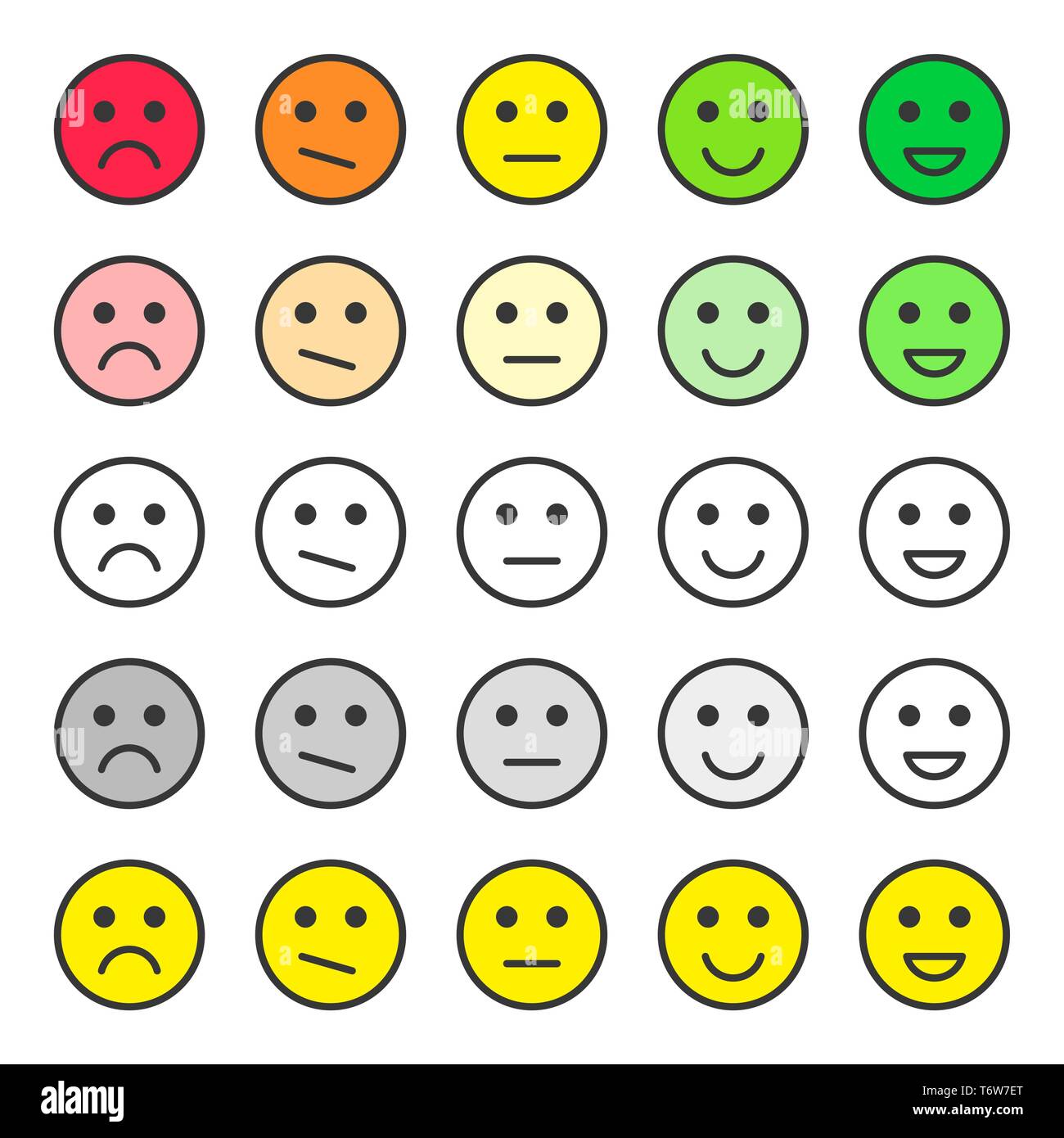 Set Gesichter Skala feedback. Kundenservice Qualität überprüfen ...