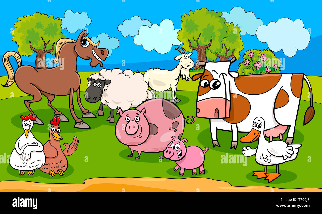 Nutztiere cartoon illustration Stockfotografie - Alamy