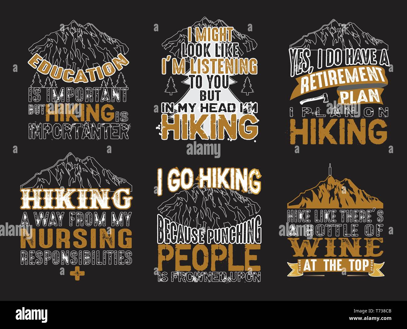 Hiking Lettering Set Travel Calligraphy Stockfotos und -bilder Kaufen ...