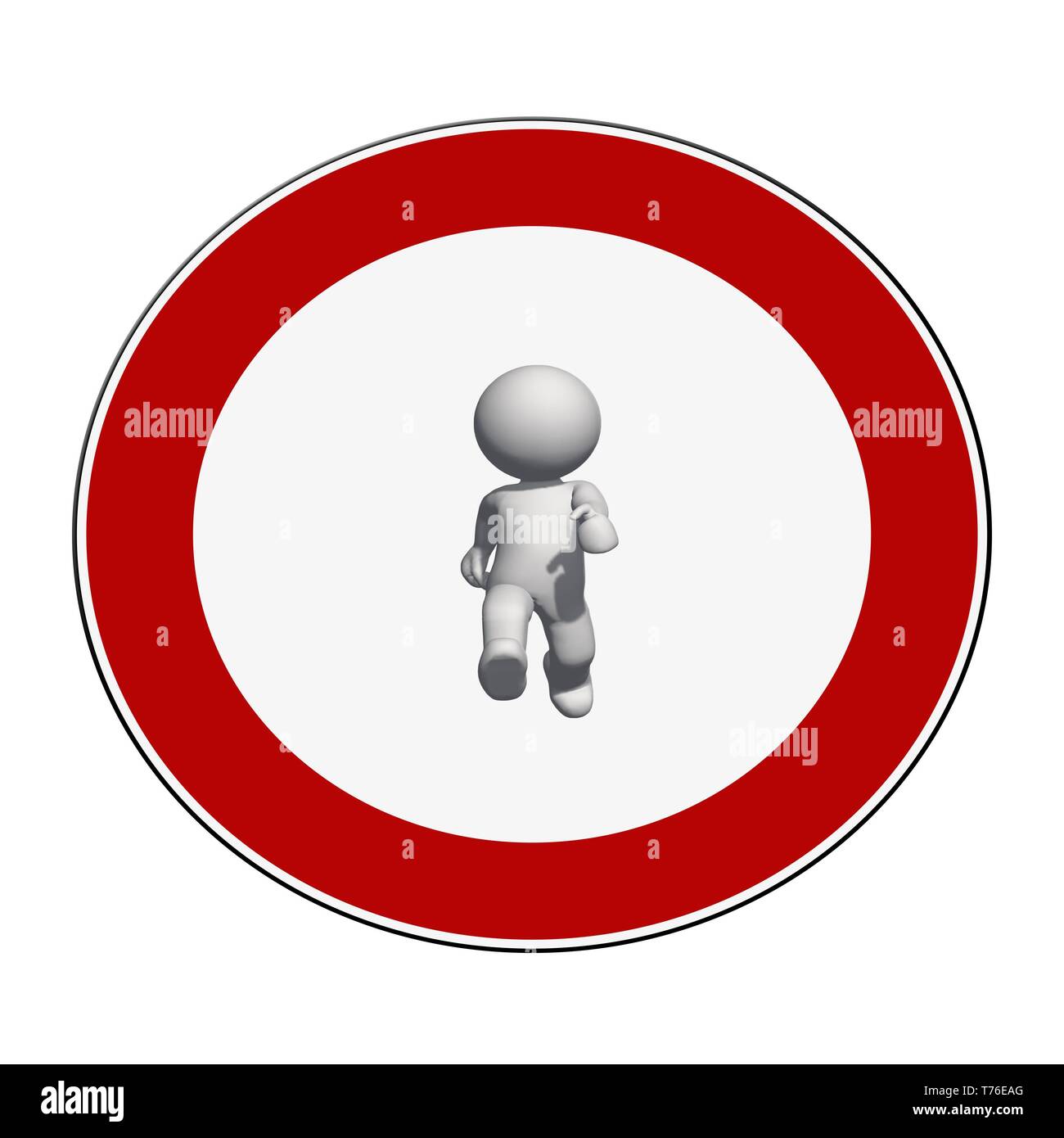 Stop-schild-Weiß 3D-Mann auf STOP-Schild ist zu Fuß - 3D-Rendering ...