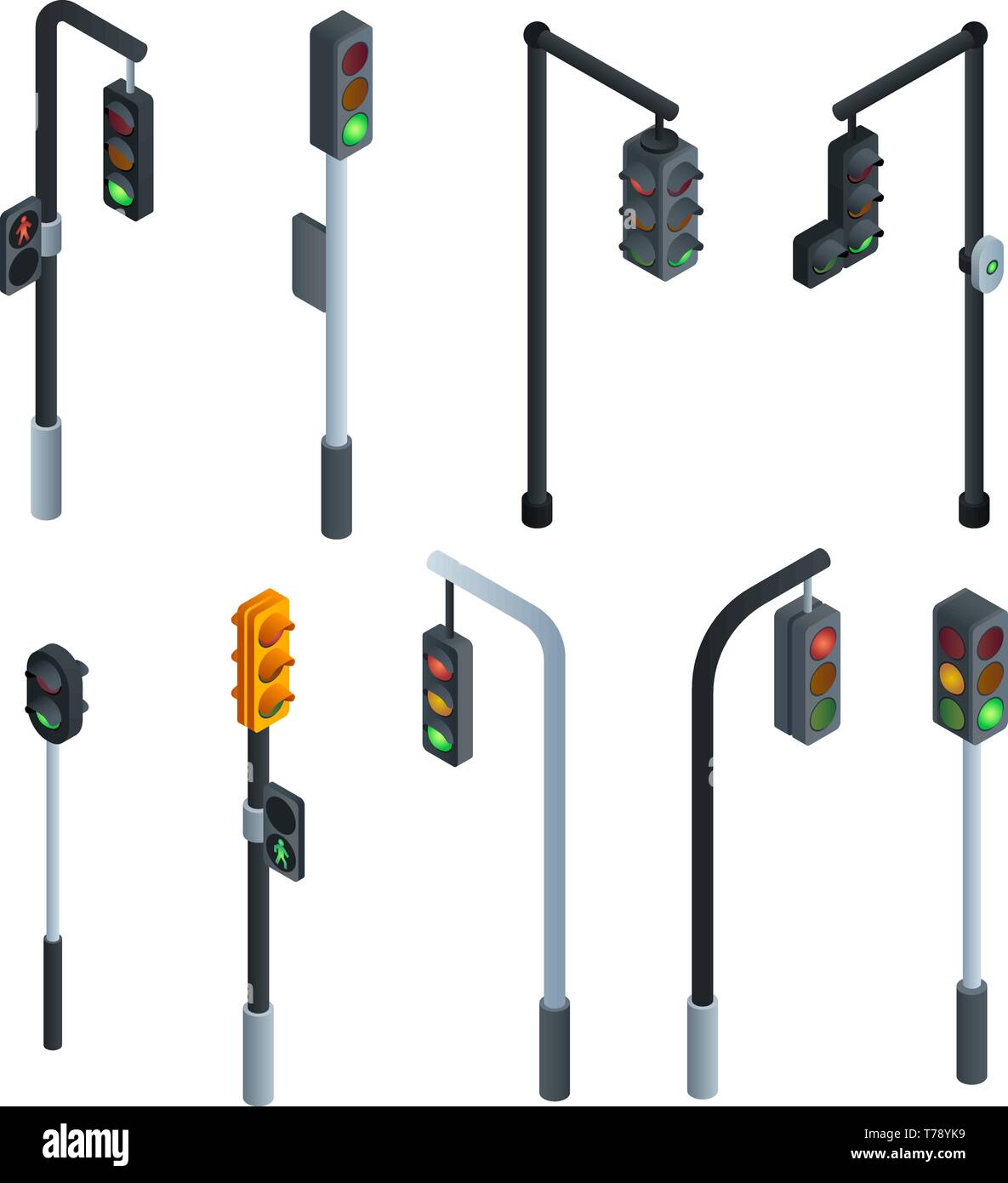 Ampel Symbole gesetzt. Isometrische Ampel Vector Icons für Web Design ...