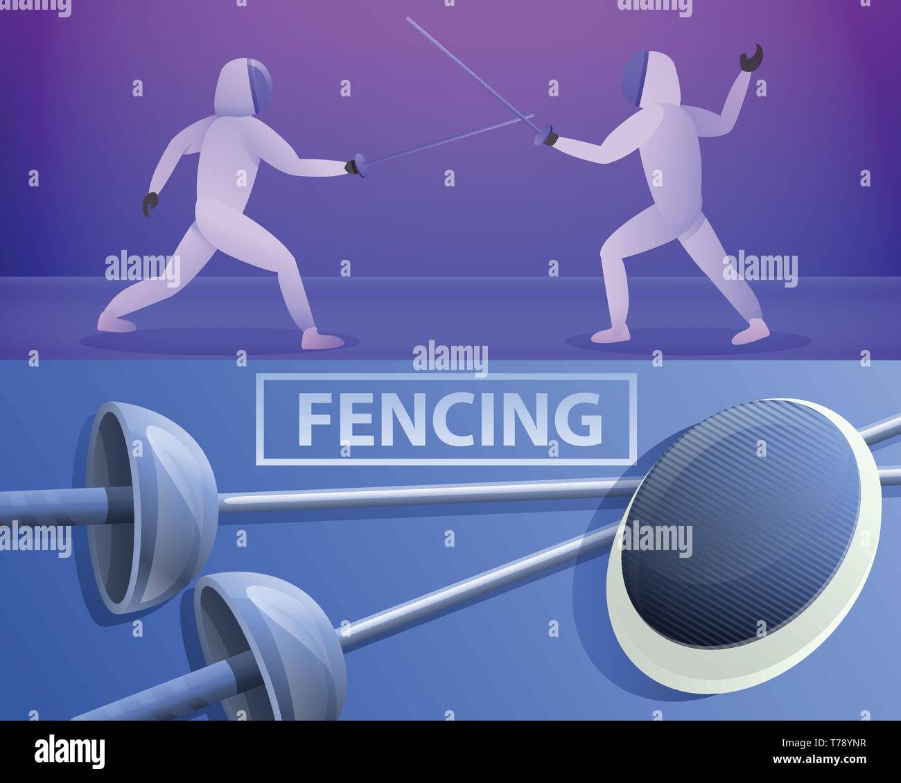 Fechten Banner ist. Cartoon Illustration des Fechtens vektor Banner für ...
