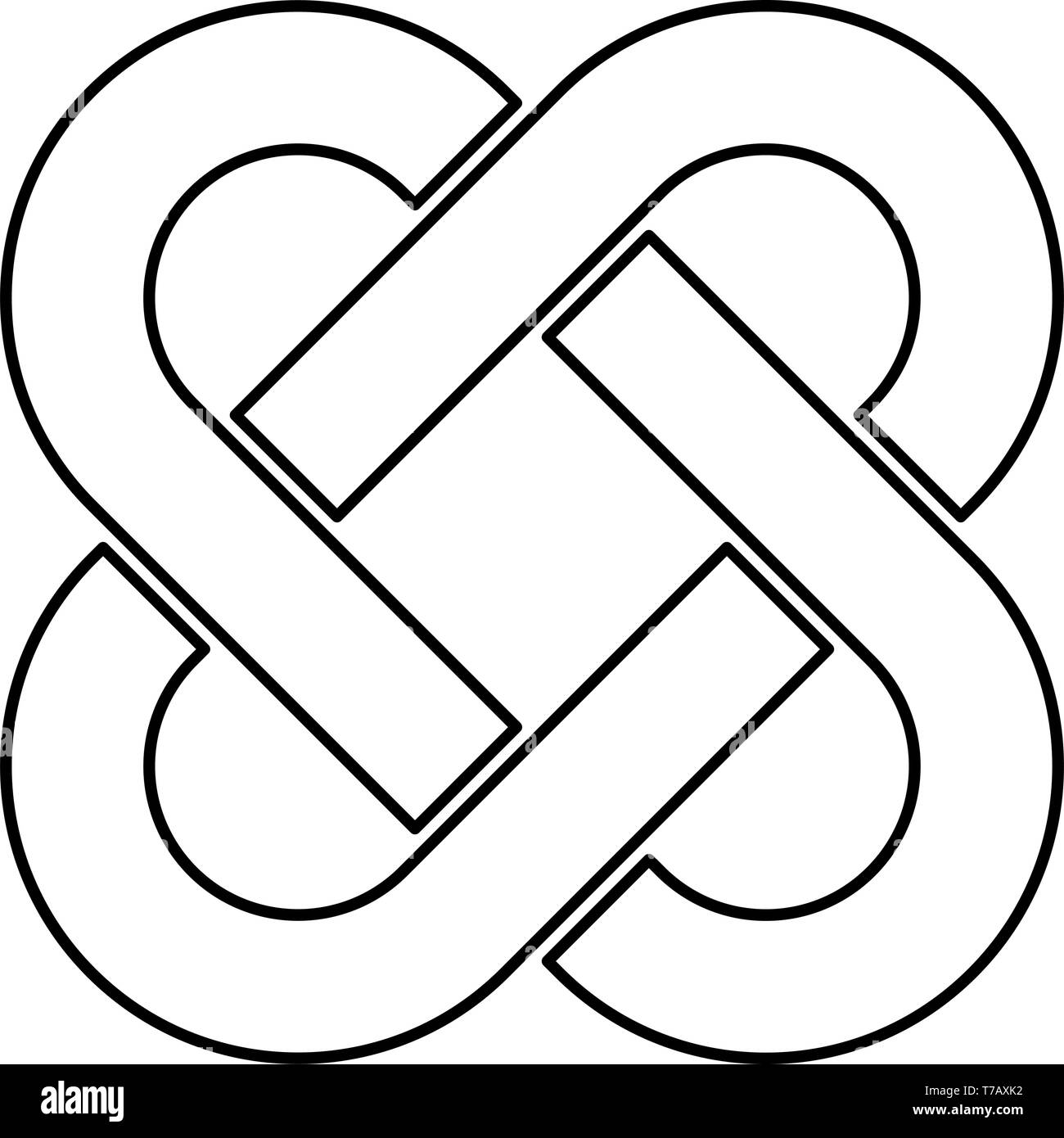 Keltischer Knoten Symbol outline Schwarz Vector Illustration Flat Style ...