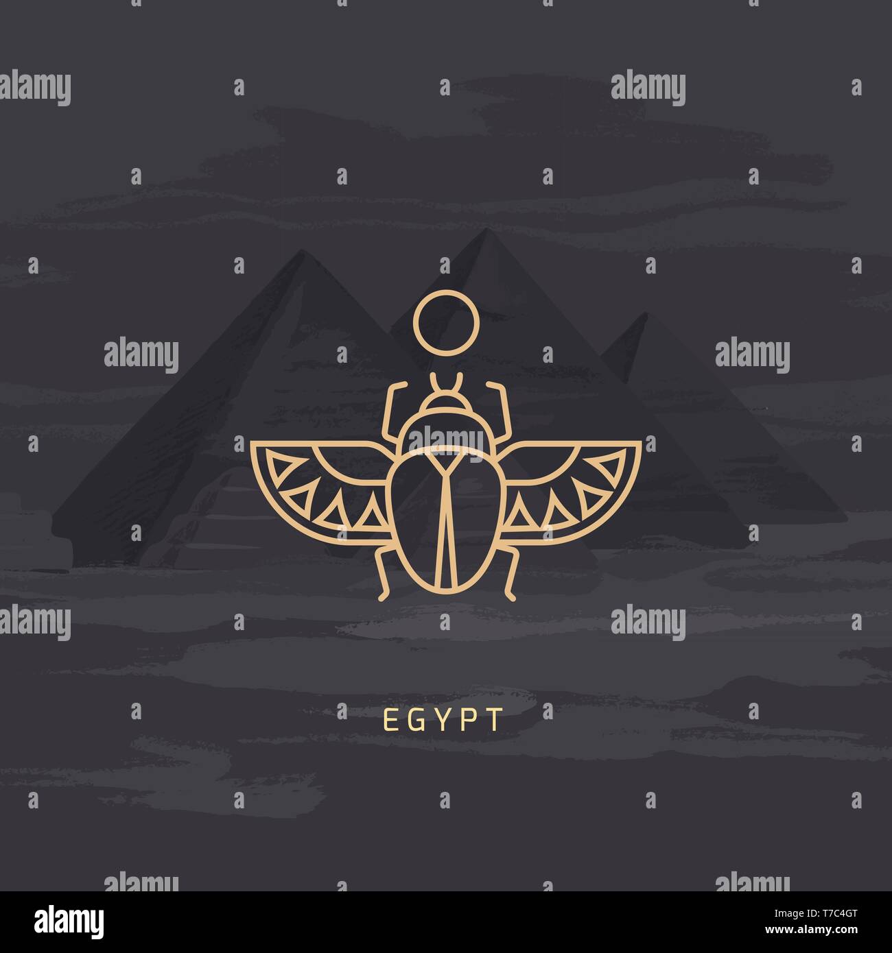 Vektor-zeichnung Symbol der Ägyptischen Skarabäus Käfer ...