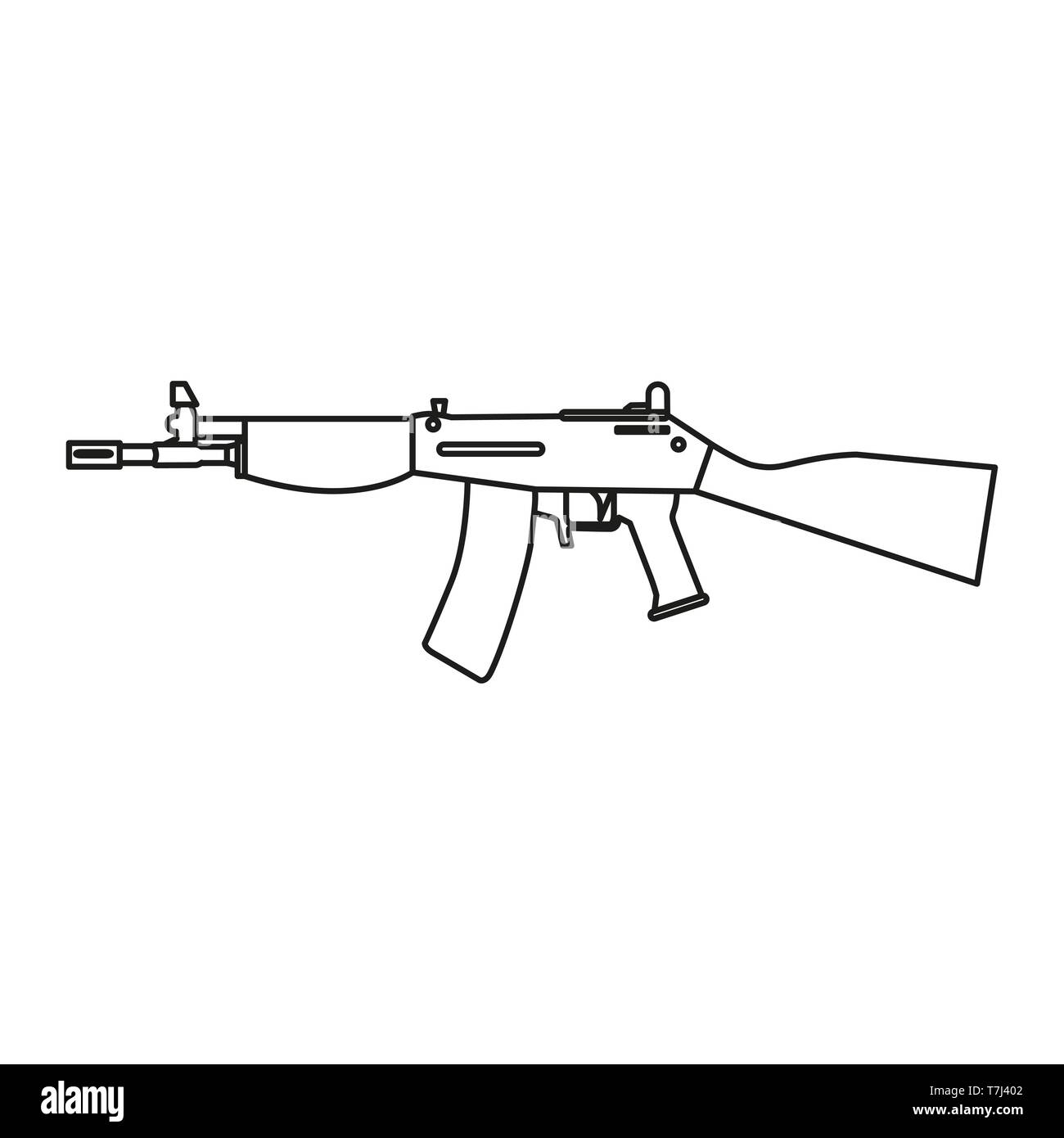 Gewehr Linie Symbol auf weißem Hintergrund. Übersicht thin militärische ...