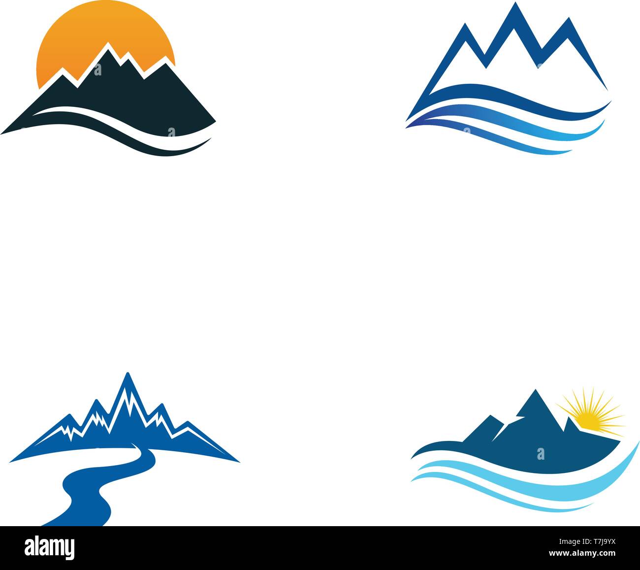 Berge Natur Landschaft Logos und Symbole Symbole Vorlage Stock ...