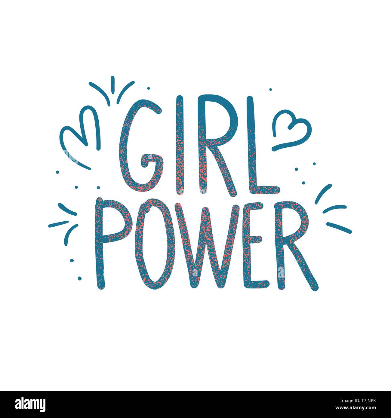 Girl Power Zitat isoliert. GRL PWR hand Schrift. Feministischen Slogan ...