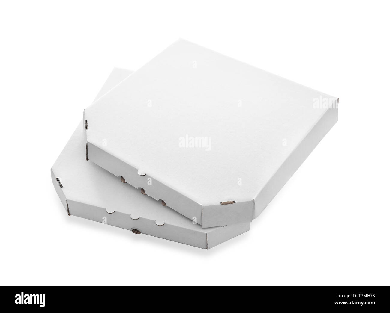 Paper Pizza Boxes On White Stockfotos und -bilder Kaufen - Alamy