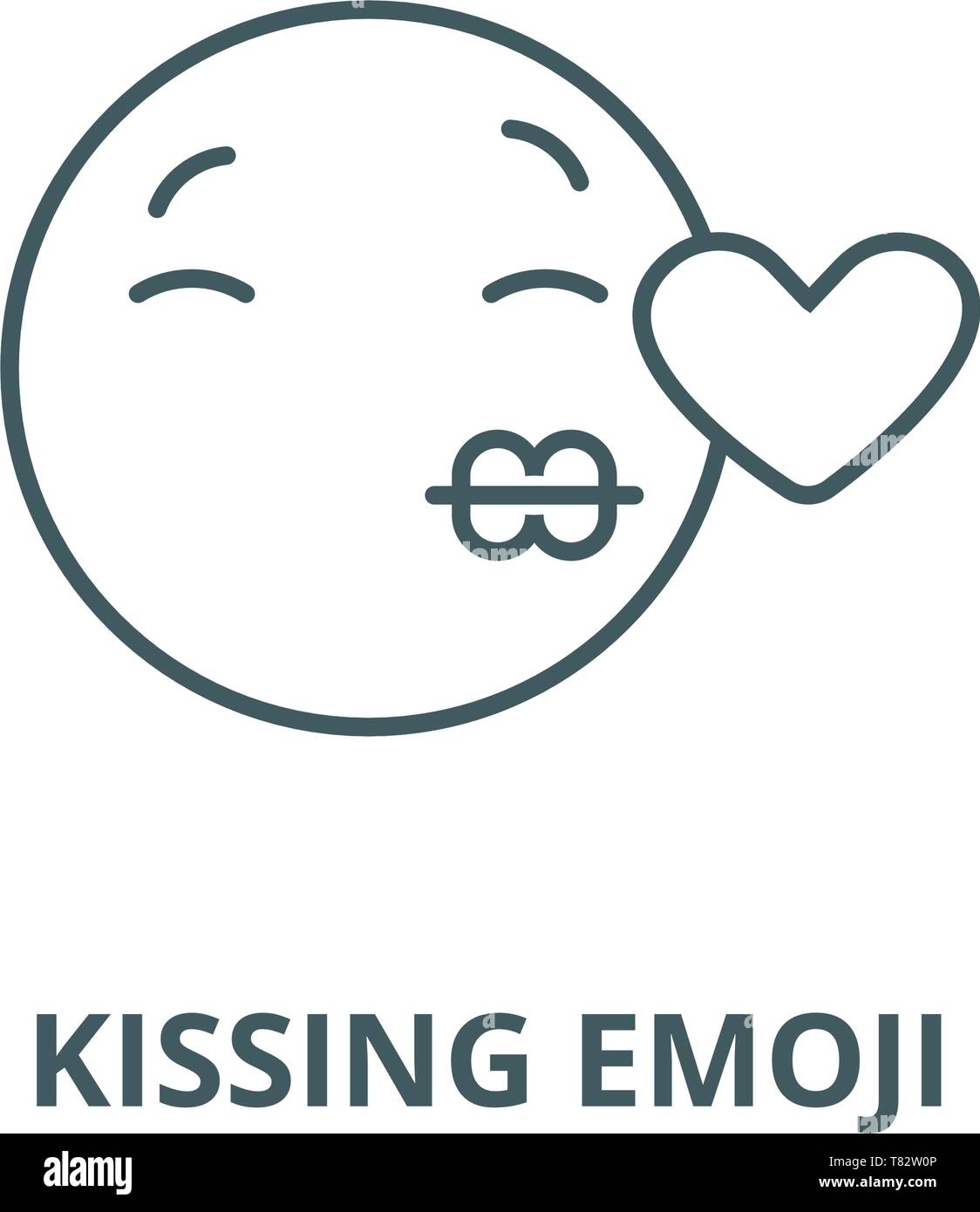 Küssen emoji Vektor Symbol Leitung, lineare Konzept erläutern, Zeichen ...